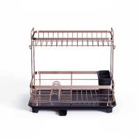 China 2 Tier Compact Dish Drainer Rack Board With Chrome Plating Wire For Kitchen Organization for sale