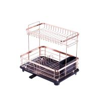 China 2 Tier Compact Dish Drainer Rack Board With Chrome Plating Wire For Kitchen Organization for sale