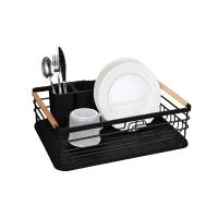 China Metal Kitchen Dish Bowl Drying Wire Racks With Detachable Plastic Drip Tray for sale