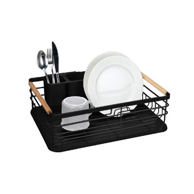 China Metal Kitchen Dish Bowl Drying Wire Racks With Detachable Plastic Drip Tray for sale