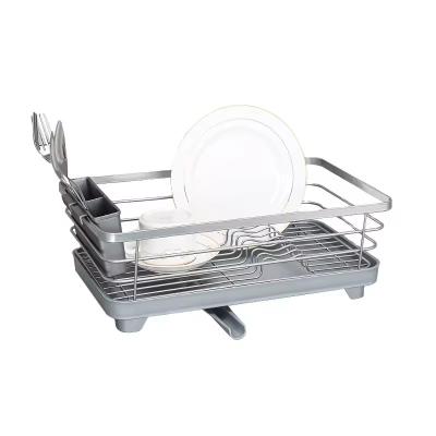 China Durable Dish Rack Kitchen Organization With Drain Tray And Utensil Holder for sale