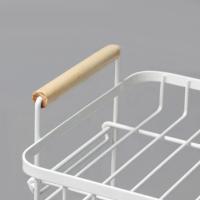 China Two Tier Removable Plate Dish Drying Rack With Separate Cutlery Holder Wood Handle for sale