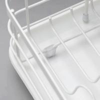 China Two Tier Removable Plate Dish Drying Rack With Separate Cutlery Holder Wood Handle for sale