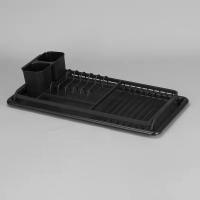 China Home Basic Rustproof Aluminum Dish Rack With Draining Board And Utensil Holder for sale