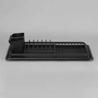 China Home Basic Rustproof Aluminum Dish Rack With Draining Board And Utensil Holder for sale