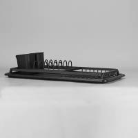 China Home Basic Rustproof Aluminum Dish Rack With Draining Board And Utensil Holder for sale