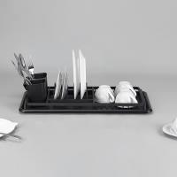 China Home Basic Rustproof Aluminum Dish Rack With Draining Board And Utensil Holder for sale