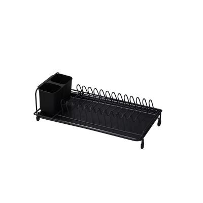 China Dish Drainers Drying Rack With Removable Drip Tray And Utensil Holder for sale