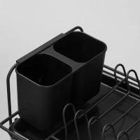 China Dish Drainers Drying Rack With Removable Drip Tray And Utensil Holder for sale