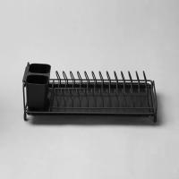 China Dish Drainers Drying Rack With Removable Drip Tray And Utensil Holder for sale
