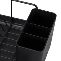 China Rustproof Black Metal Kitchen Dish Drying Wire Rack With Wine Glass Holder for sale