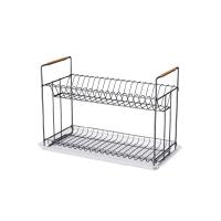 China 2 Tiers Metal Kitchen Dish Drying Rack Iron Dish Drainer Rack Organizer for sale