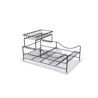 China 2 Tiers Household Metal Kitchen Dish Drying Rack Iron Dish Drainer Rack Organizer for sale