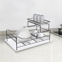 China 2 Tiers Household Metal Kitchen Dish Drying Rack Iron Dish Drainer Rack Organizer for sale