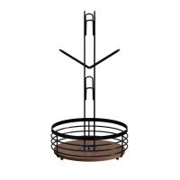 China 2 Tiers Standing Type Wood Element Household Multifunctional Stylish Metal Kitchen Organizer Cup Holder for sale