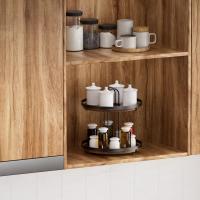 China 2 Tiers Standing Type Wood Element Mdf Round Household Multifunctional Stylish Metal Kitchen Organizer Seasoning Organizer for sale