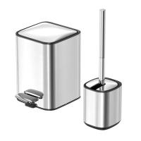 China Stainless Steel Flip Lid Toilet Brush And Holder For Household Toilet Cleaning Essentials for sale