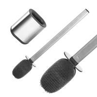 China TPR 2.0 Stainless Steel Toilet Cleaning Brush And Holder Set Modern Design for sale