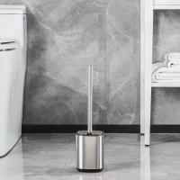 China Sustainable Stainless Steel Flip Lid Household Cleaning Brush And Holder For Durable Toilet Brush for sale