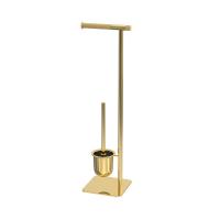 China Professional Bathroom Accessories Modern Design Style Stainless Steel Free Standing Toilet Brush Holder And Paper Holder for sale