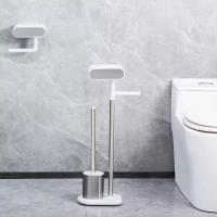 China Compact Stainless Steel Toilet Brush And Toilet Paper Holder Set For Bathroom for sale