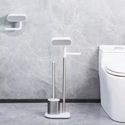 China Compact Stainless Steel Toilet Brush And Toilet Paper Holder Set For Bathroom for sale