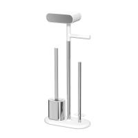 China Stainless Steel Bathroom Toilet Brush And Roll Holder Set OEM Free Standing for sale