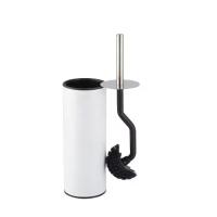 China Silver Curved Design Toilet Cleaning Brush With Holder Stainless Steel OEM Acceptable for sale