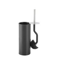 China Silver Curved Design Toilet Cleaning Brush With Holder Stainless Steel OEM Acceptable for sale