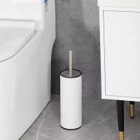 China Silver Curved Design Toilet Cleaning Brush With Holder Stainless Steel OEM Acceptable for sale