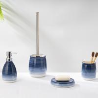 China Ceramic Bathroom Accessories Set Foam Soap Dispenser Toothbrush Holder Soap Dish for sale