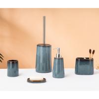 China Premium Ceramic Bathroom Accessories Set Foam Dispenser Soap Dispenser Toothbrush Holder for sale