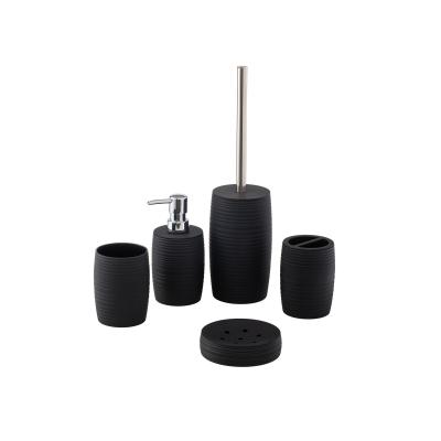 China Premium Bathroom Accessories Set Ceramic Foam Soap Dispenser Toothbrush Holder for sale