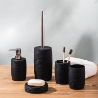 China Premium Bathroom Accessories Set Ceramic Foam Soap Dispenser Toothbrush Holder for sale