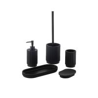China Black Ceramic Foam Soap Dispenser Toothbrush Holder Bathroom Accessories Set for sale