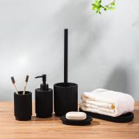 China Black Ceramic Foam Soap Dispenser Toothbrush Holder Bathroom Accessories Set for sale