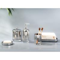 China Silver Color Stylish Glass Soap Dispenser Foam Dispenser Toothbrush Holder Bathroom Accessories Set for sale