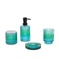 China Colorful Shells Style Glass Soap Foam Dispenser Toothbrush Holder Bathroom Accessories Set for sale