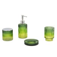 China Colorful Shells Style Glass Soap Foam Dispenser Toothbrush Holder Bathroom Accessories Set for sale
