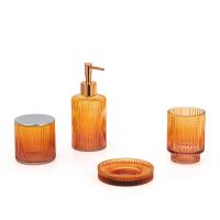 China Colorful Shells Style Glass Soap Foam Dispenser Toothbrush Holder Bathroom Accessories Set for sale