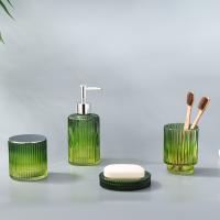 China Colorful Shells Style Glass Soap Foam Dispenser Toothbrush Holder Bathroom Accessories Set for sale