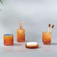 China Colorful Shells Style Glass Soap Foam Dispenser Toothbrush Holder Bathroom Accessories Set for sale