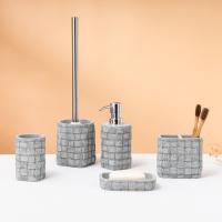 China Polyresin Bathroom Accessories Set Foam Dispenser Soap Dispenser Toothbrush Holder Soap Dish for sale