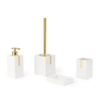 China Bathroom Accessories Set Polyresin Foam Dispenser Toothbrush Holder Soap Dish for sale