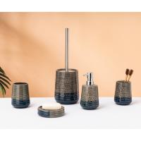 China Contrast Color Ceramic Soap Foam Dispenser Toothbrush Holder Bathroom Accessories Set for sale