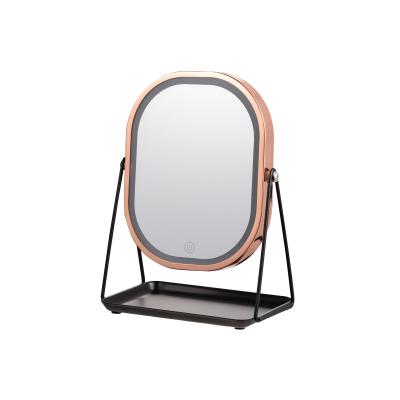 China simple led light countertop Makeup Mirror with jewelry tray for sale