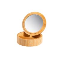 China Smart Touch Control Makeup Mirror With Bamboo Jewelry Storage Box for sale