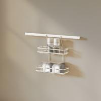 China 2 Tiers White Kitchen Storage Basket Wall-mounted Type For Durable And Convenient Organizer for sale