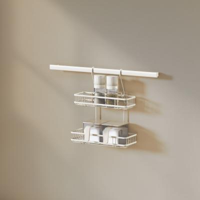 China 2 Tiers White Kitchen Storage Basket Wall-mounted Type For Durable And Convenient Organizer for sale