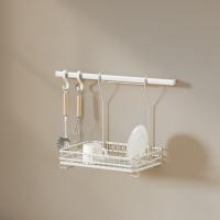 China Spice Rack Hanging Kitchen Storage Rack In White Wall Mounted Type For Organized And Tidy Kitchen for sale